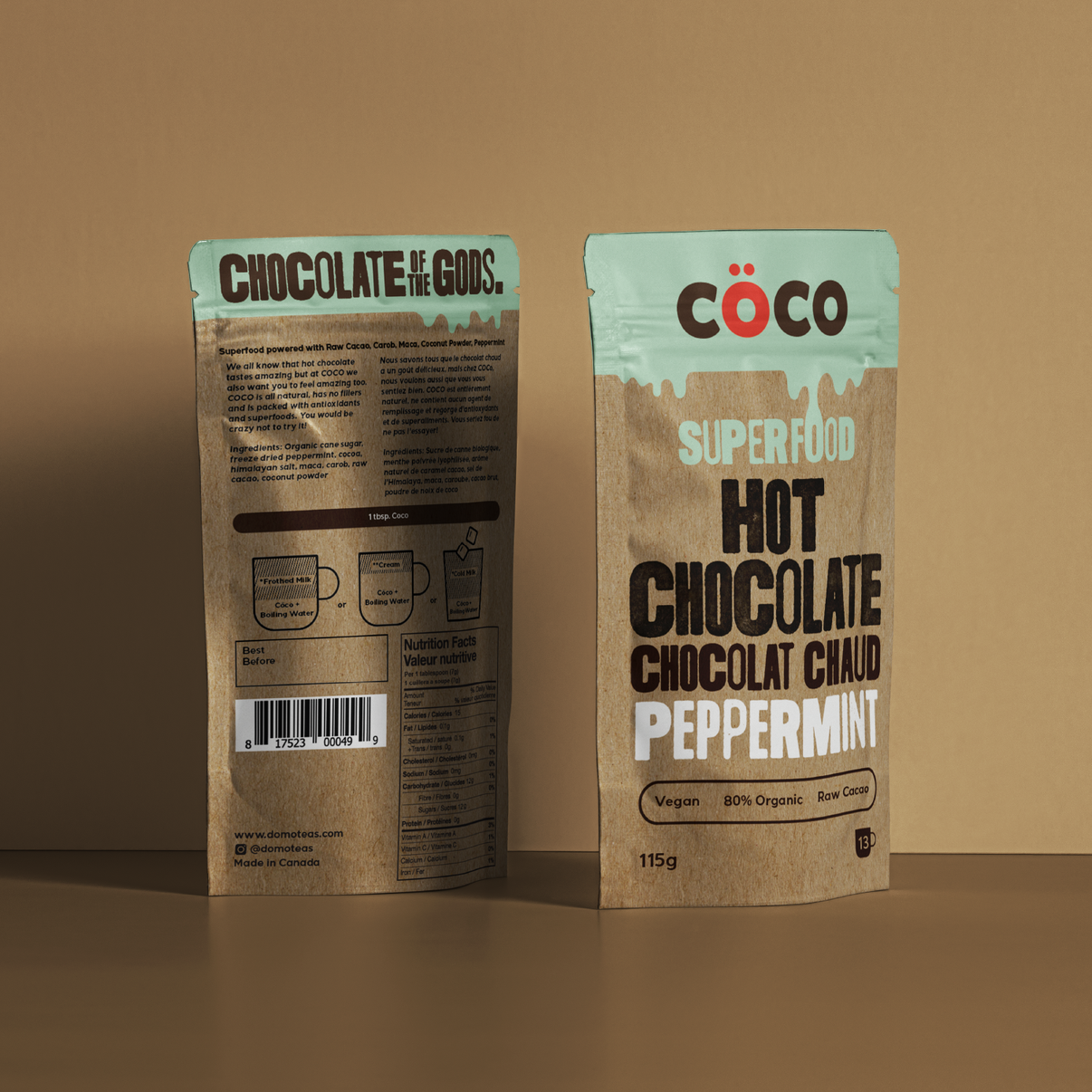 COCO Peppermint Vegan Superfood Hot Chocolate – Domo Tea