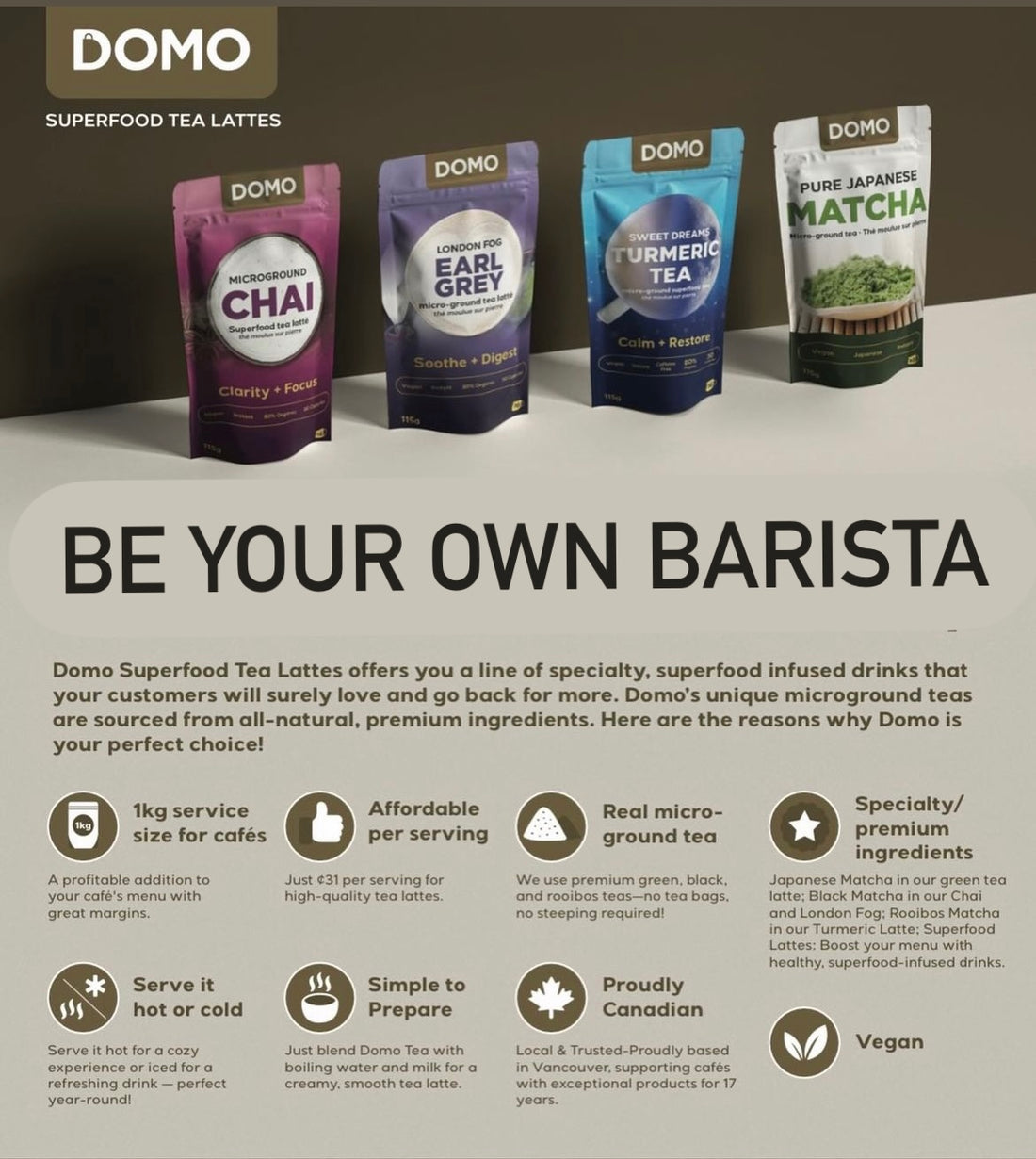 Domo Tea - Canadian crafted Nutrient Rich Matchas made with Superfoods